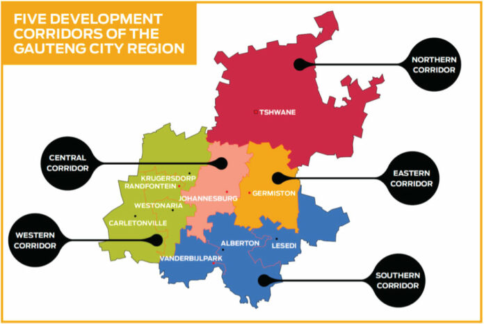 The 5 development corridors of the Gauteng City Region | Global Africa ...